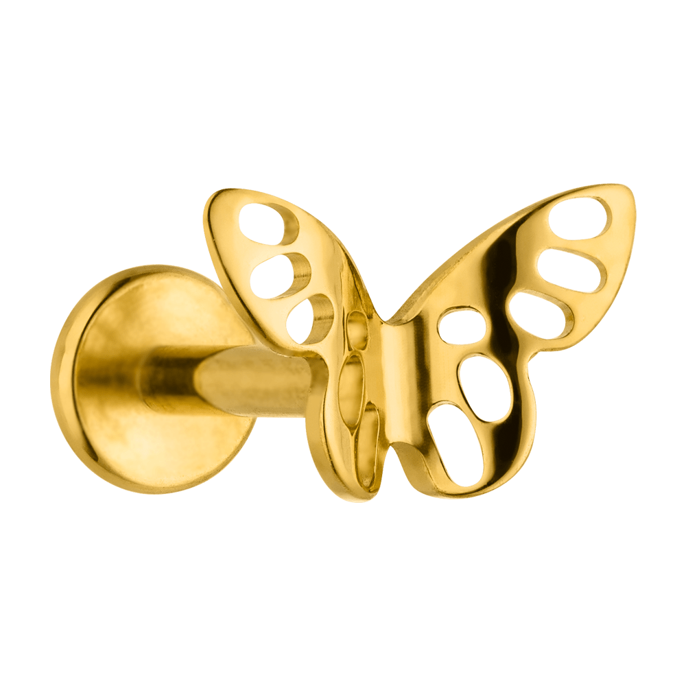 Butterfly Piercing Titanium Labret | DIAMOND FASHION – DIAMOND MODE