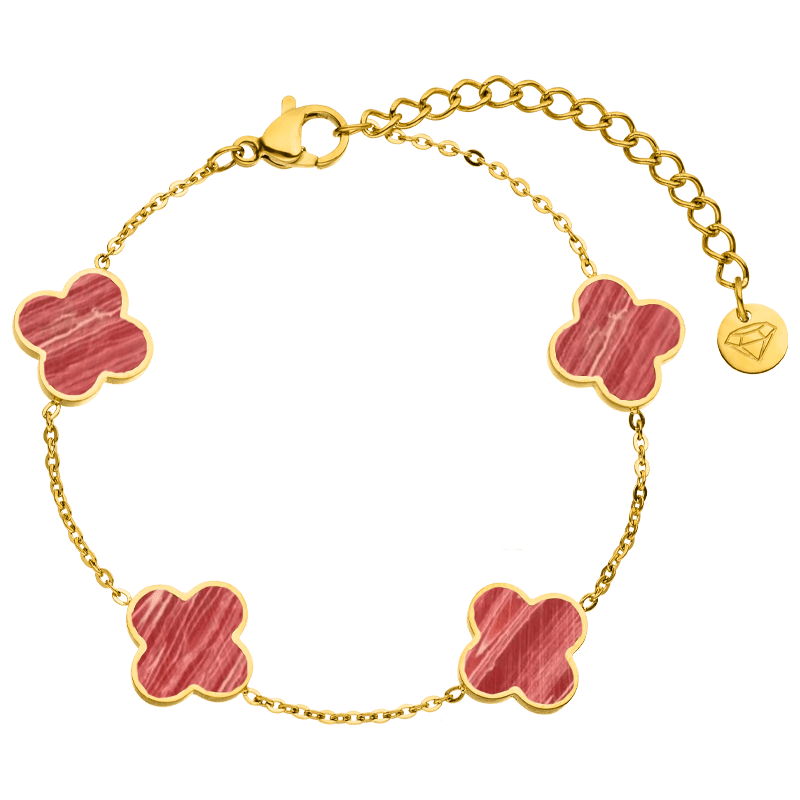 Fire Clover Armband – Genuine Rhodochrosite & Waterproof – DIAMOND MODE